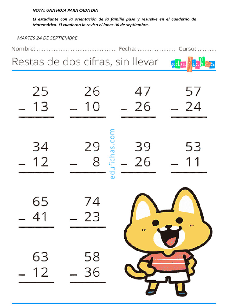 Actividades de Sumas y Restas Sin Llevar | PDF