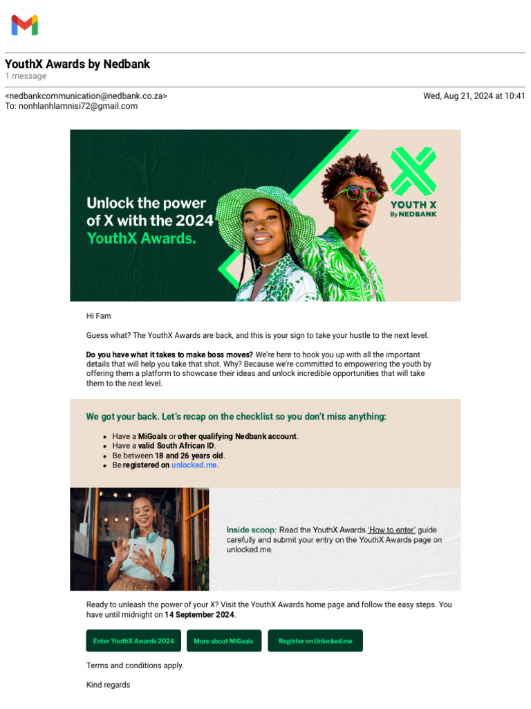 Gmail - YouthX Awards by Nedbank | PDF