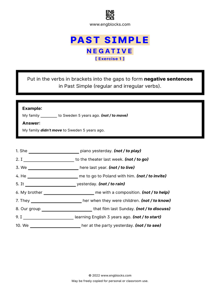 past-simple-negative-regular-and-irregular-verbs-exercise-1 (1) | PDF