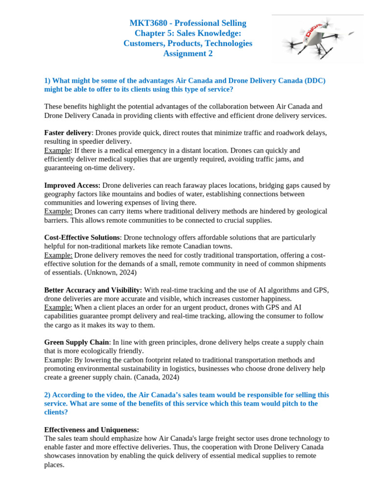 MKT3680 - Assignment 2 | PDF | Unmanned Aerial Vehicle | Cargo