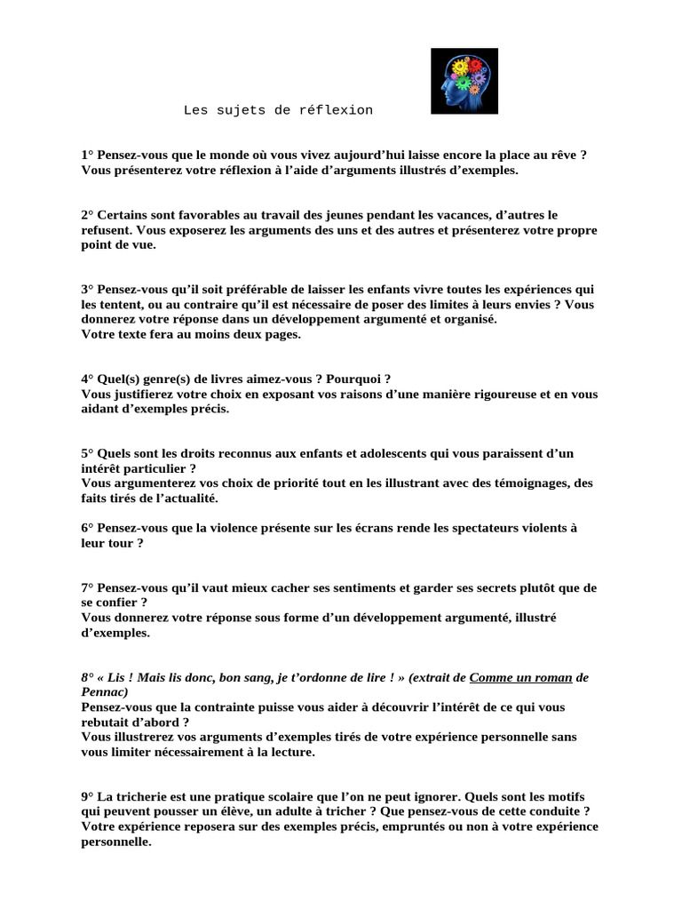 37 Sujets de Réflexion | PDF