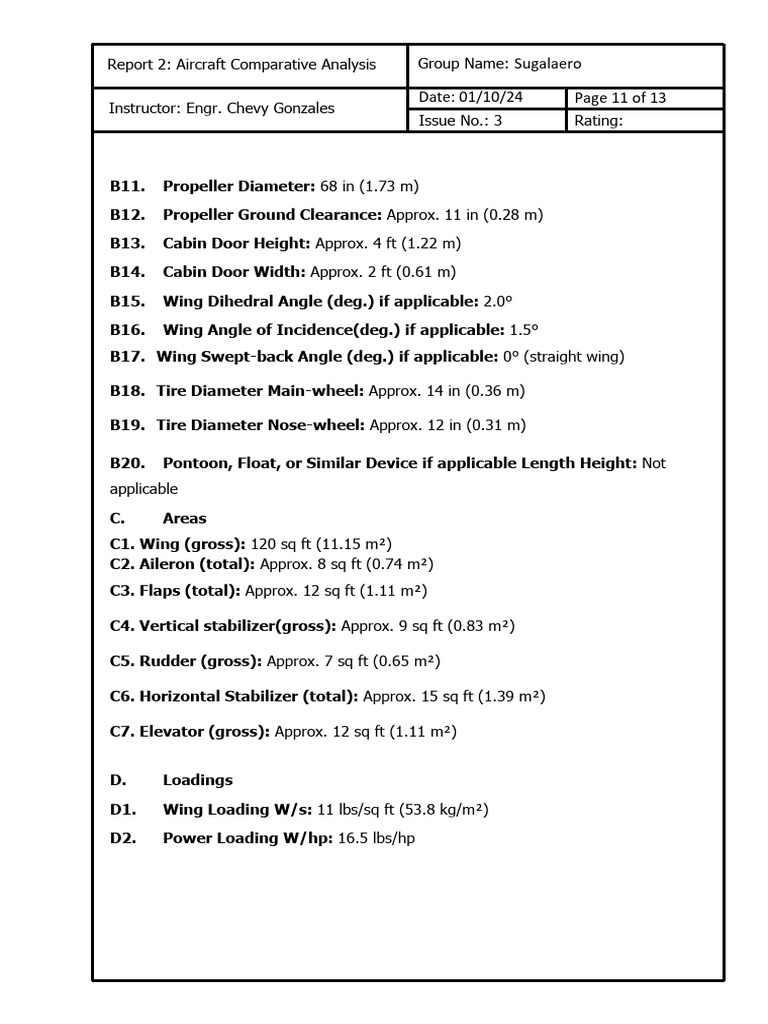 Report 2 Cessna 162 Specs Part 2 | PDF