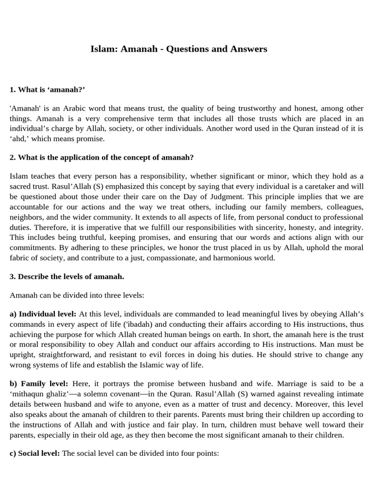 Islam Amanah | PDF