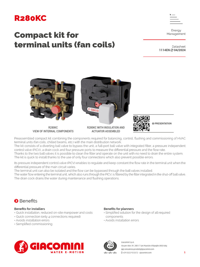 Giacomini PICV Kit | PDF | Valve | Flow Measurement