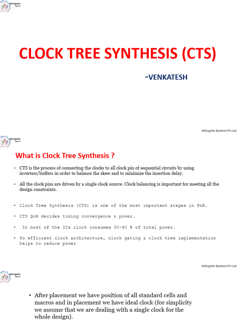 Clock Tree Synthesis (CTS) : Venkatesh | PDF