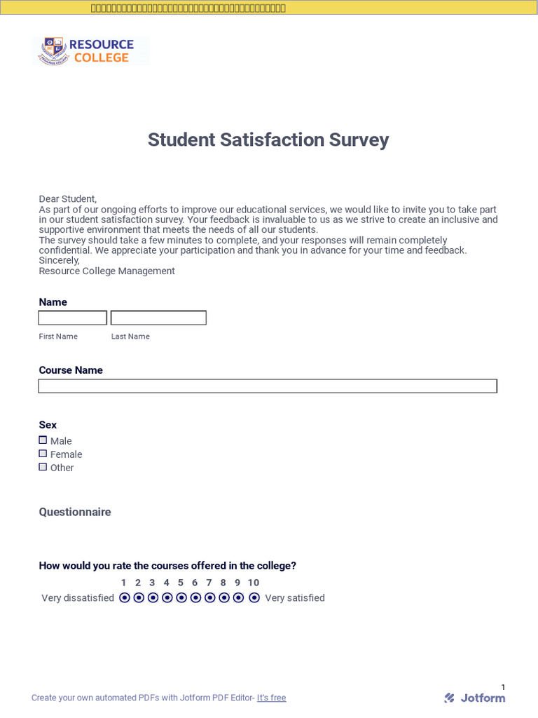 Student Satisfaction Survey | PDF