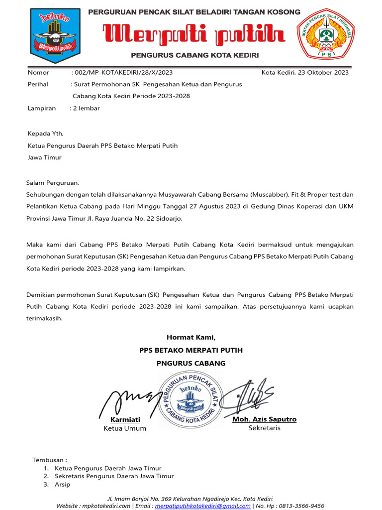 Surat Permohonan SK Kota Kediri | PDF Surat Permohonan SK Kota Kediri | PDF