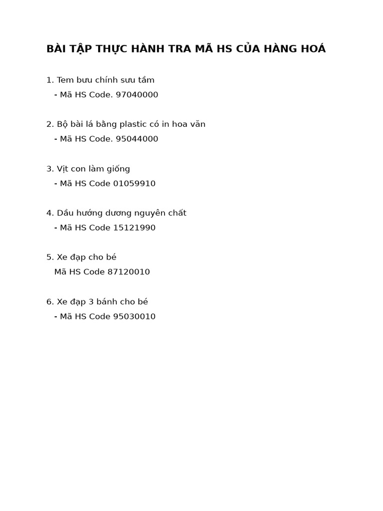 Tra Mã Hs C A Hàng Hoá. Qu NH Mai-21073941 | PDF
