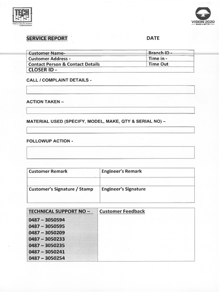 Sevice Report-Sample Mafil 04.01.2024 | PDF