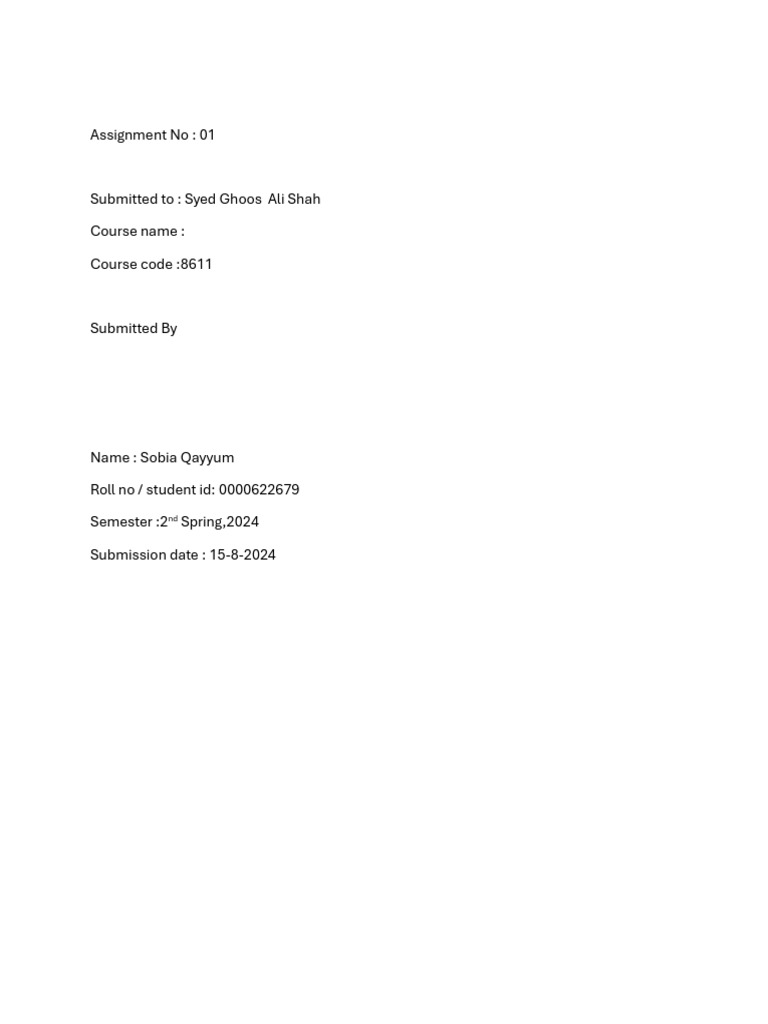 Assignment No: 01 | PDF