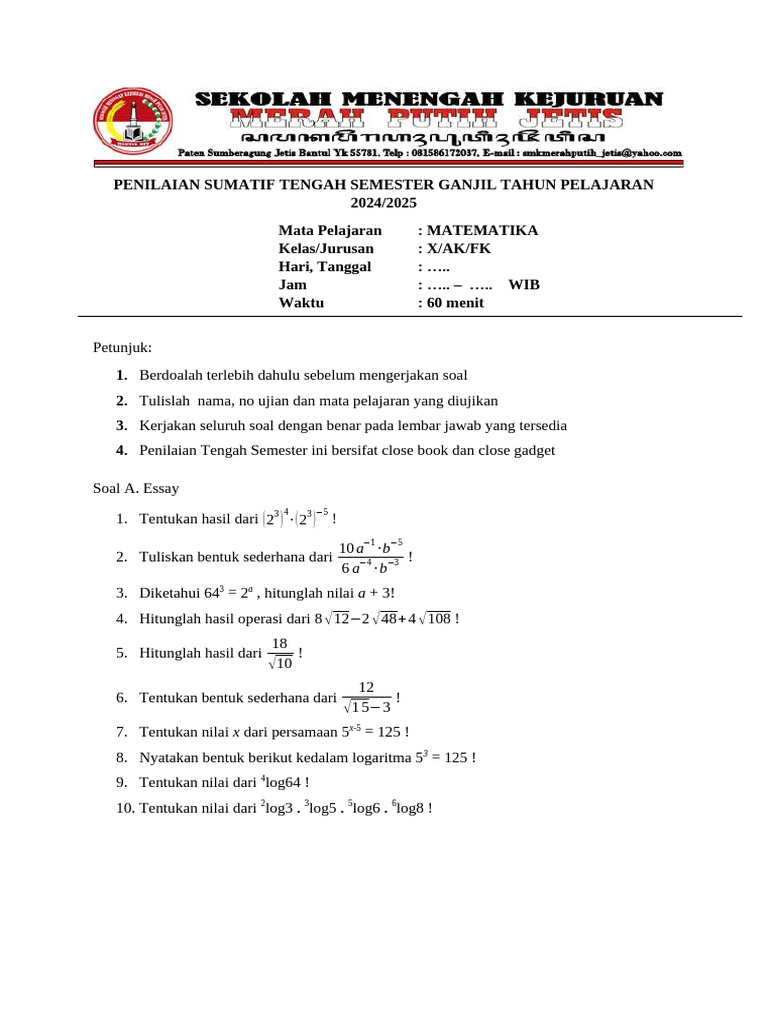 Soal PTS Sem 1 | PDF
