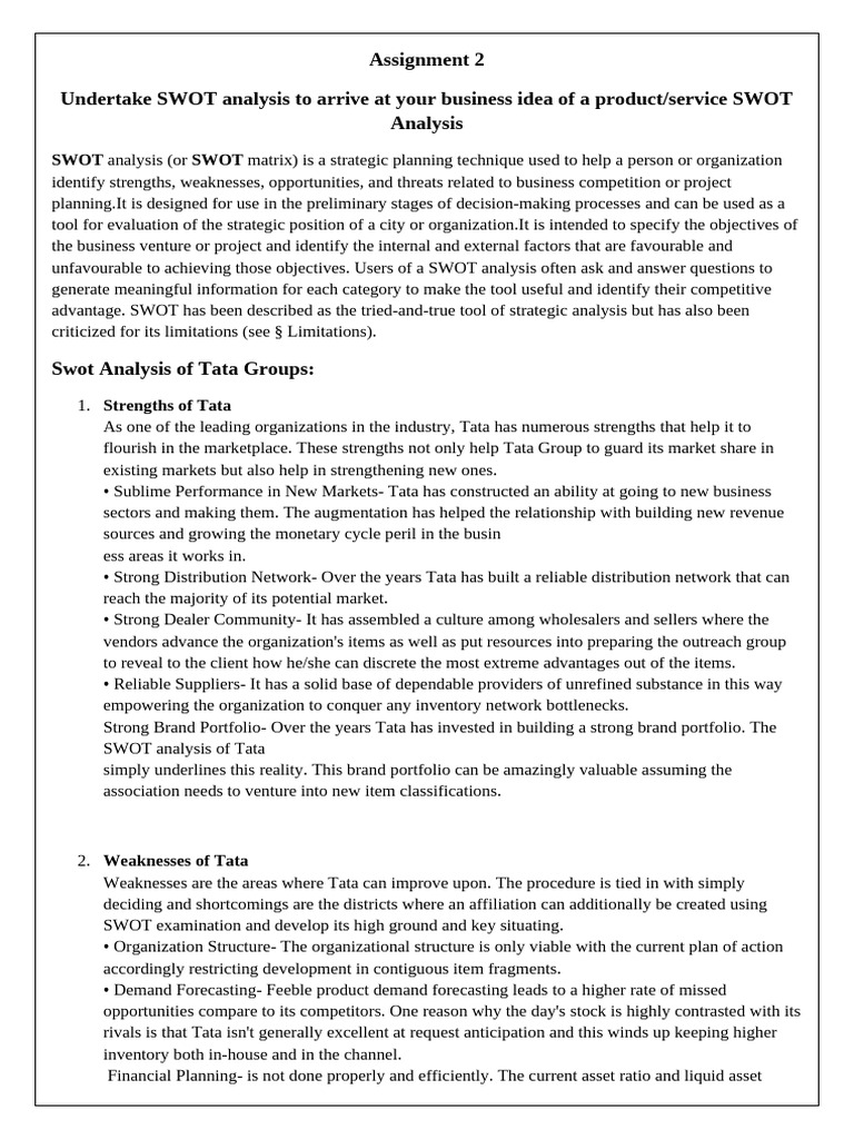 Assignment 2 | PDF | Swot Analysis | Business