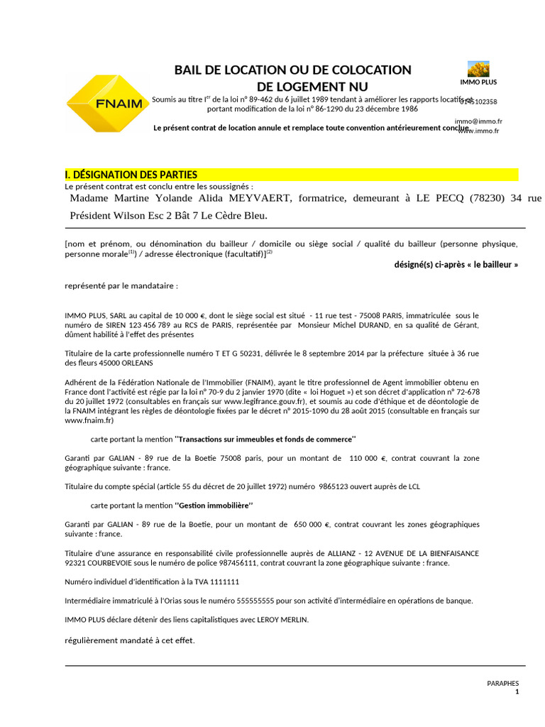 Bail - Loc - Ou - Coloc - Logement - Nu 2018 | PDF