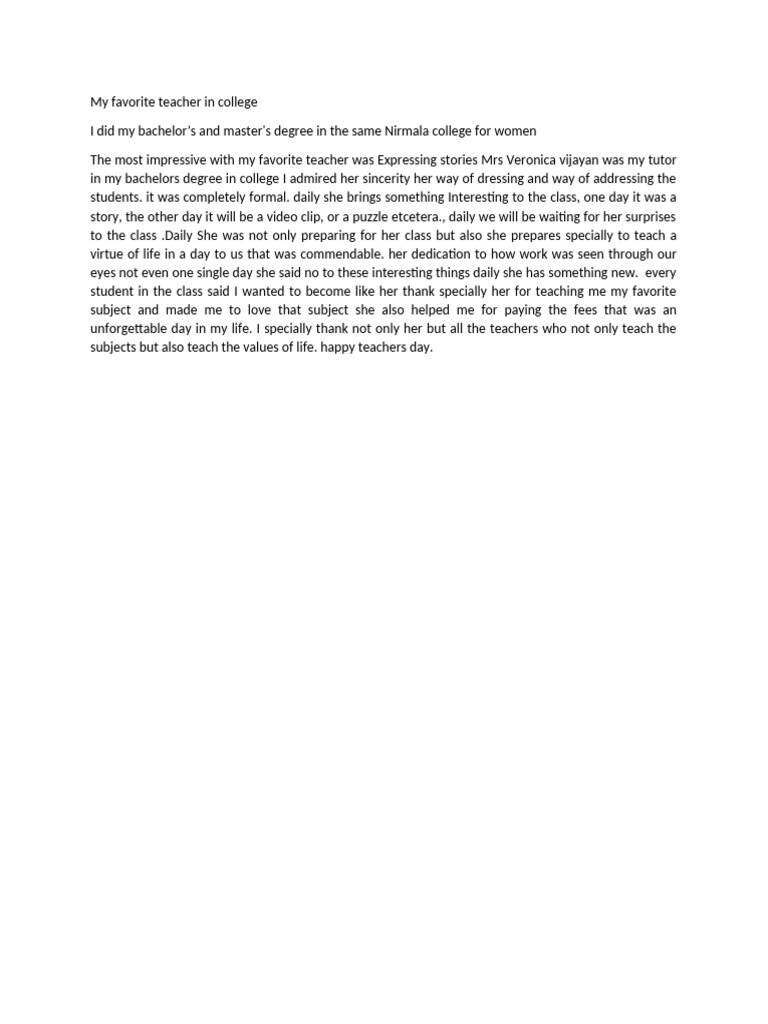 My Favorite Teacher | PDF