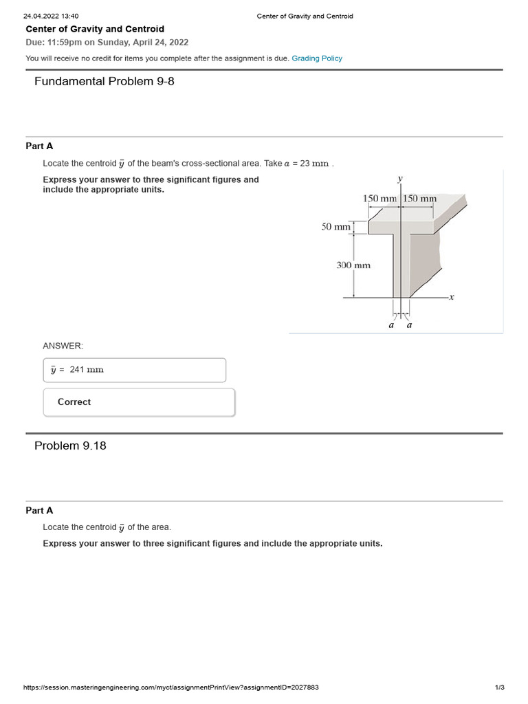 Center of Gravity and Centroid - Printout | PDF