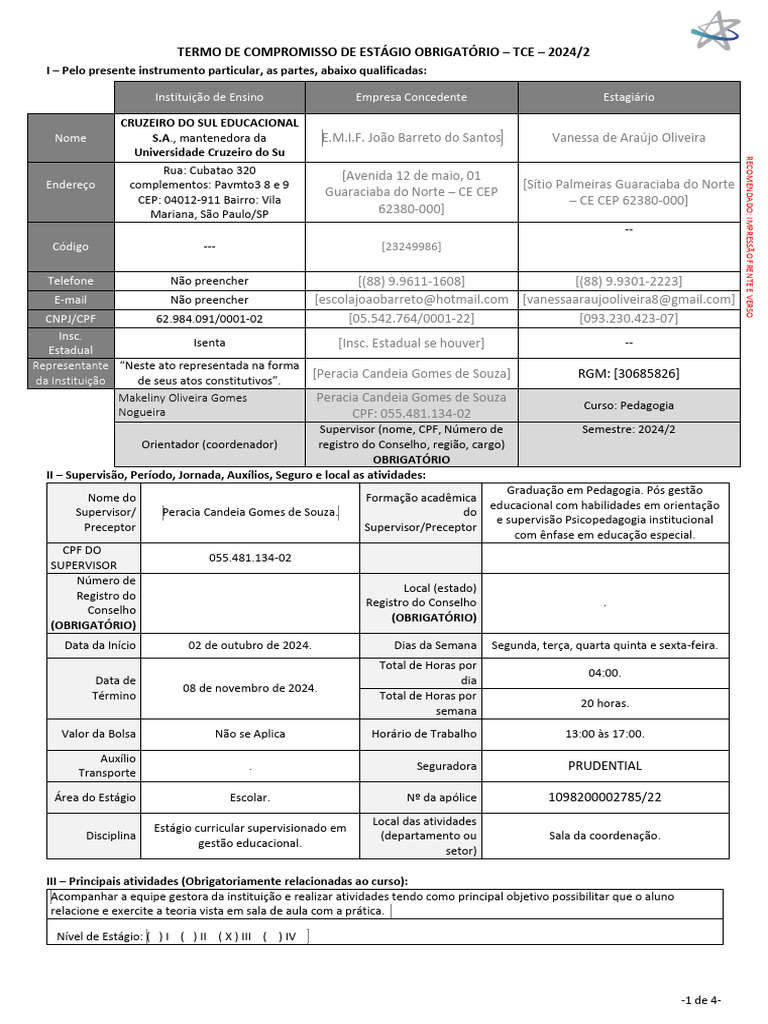 Tce Obrigatorio Cruzeiro | PDF