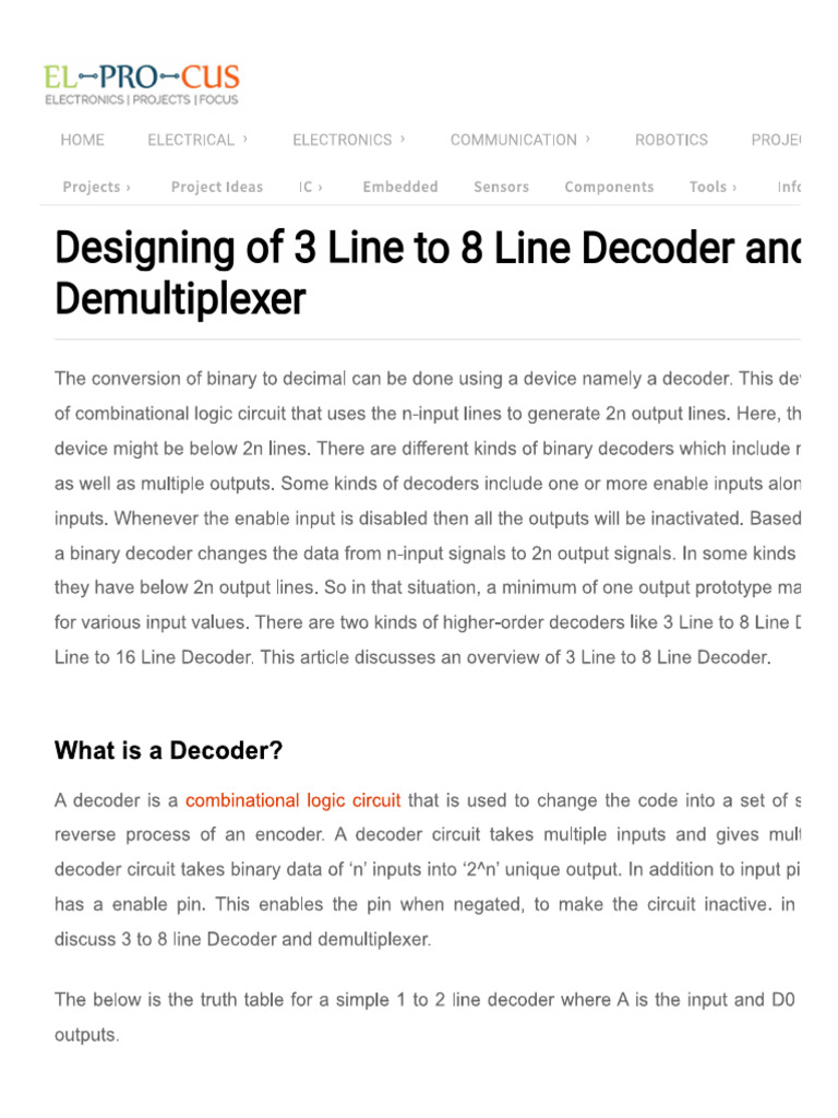 3 8 Line Decoder | PDF