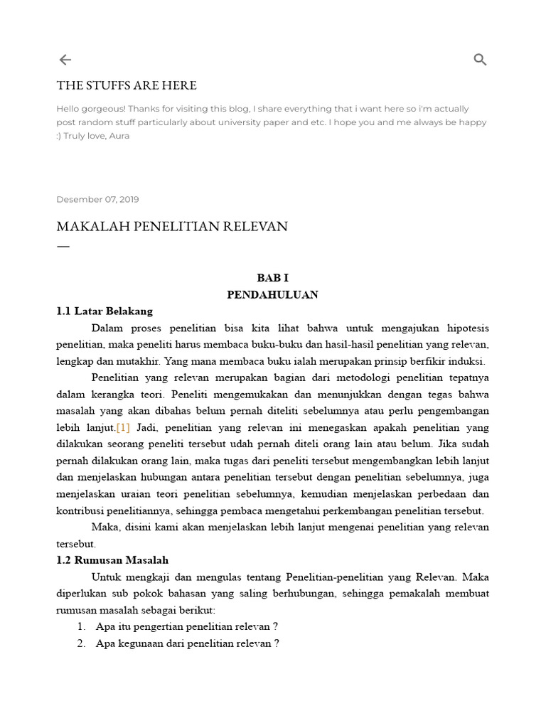 Makalah Penelitian Relevan | PDF