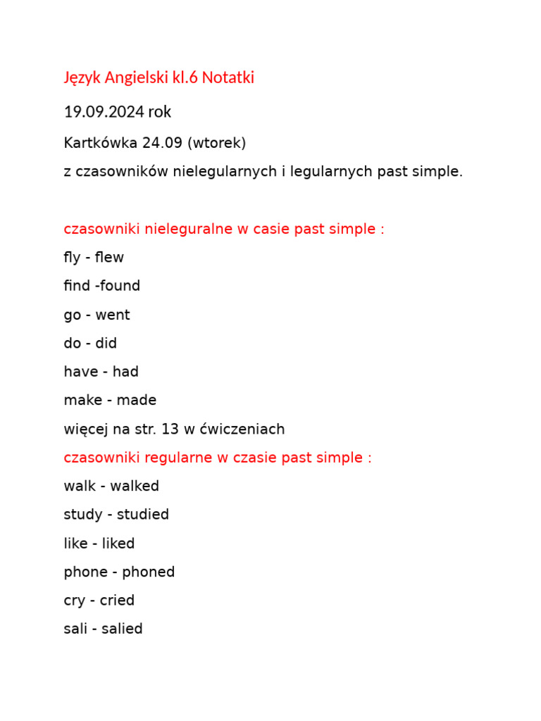 Angielski (Kartkówka) | PDF