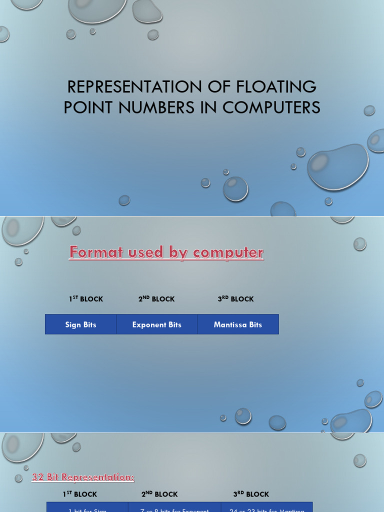 Representation of Floating Point Numbers in Computers | PDF