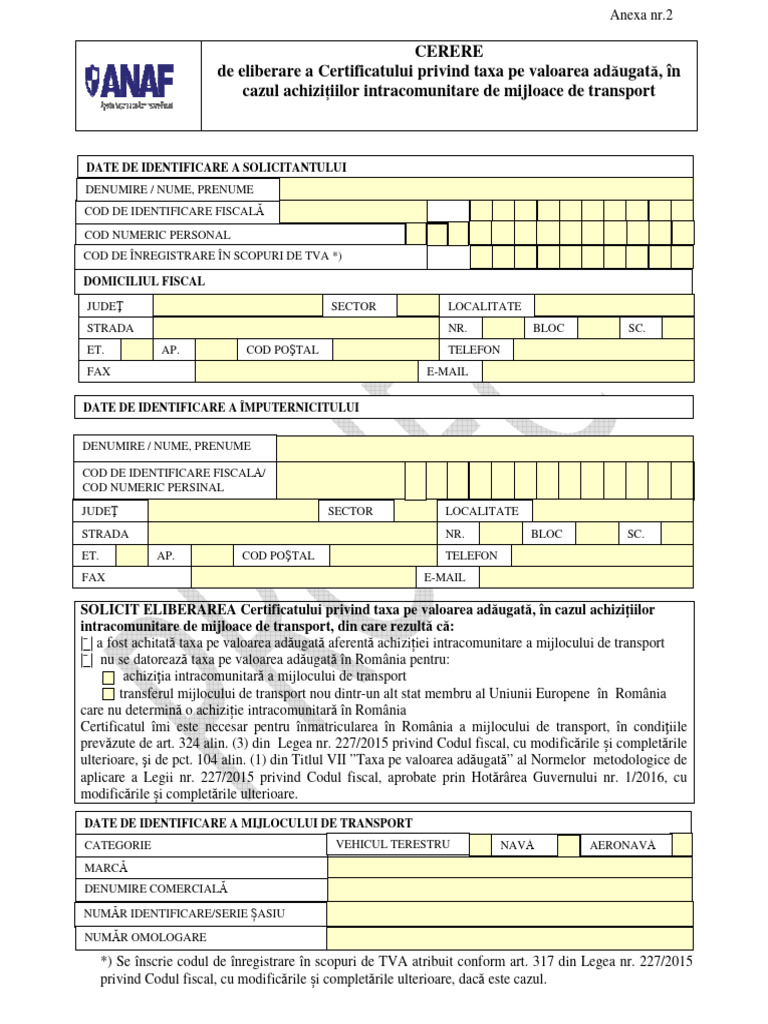 Anexa 2 Cerere | PDF