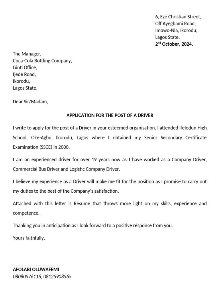 Driver Application | PDF