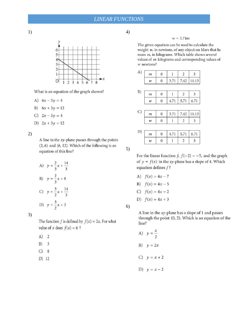 Linear Function | PDF