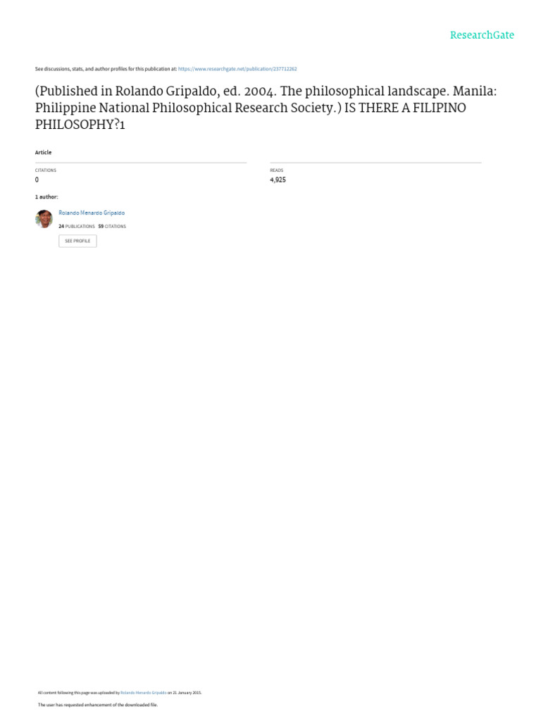 Filipino Philosophy: Traditional, Cultural, and National Approaches ...