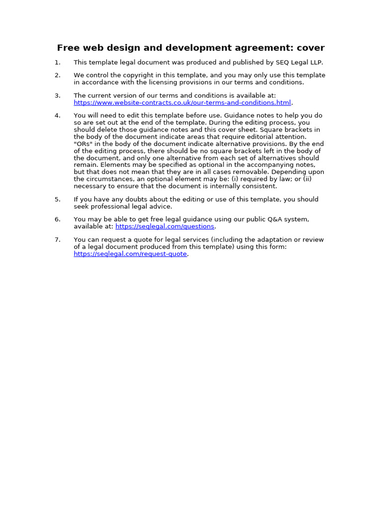 Free Web Design and Development Agreement | PDF
