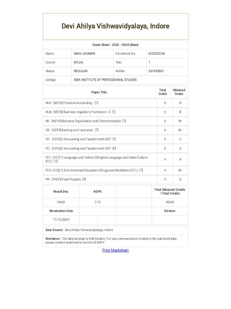 Devi Ahilya Vishwavidyalaya, Indore | PDF
