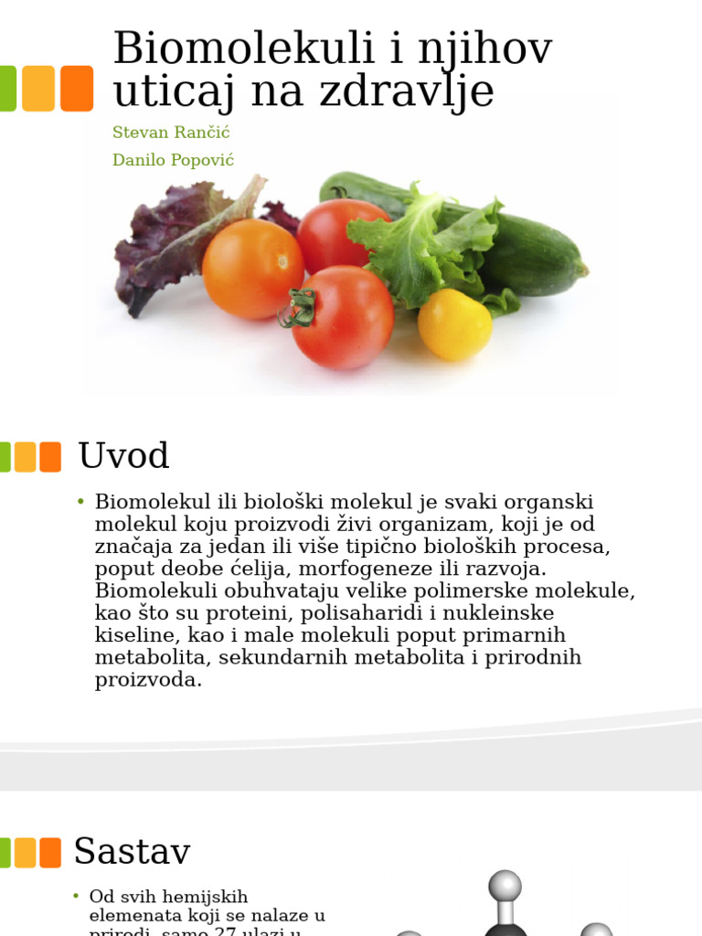 Biomolekuli i Njihov Uticaj Na Zdravlje | PDF
