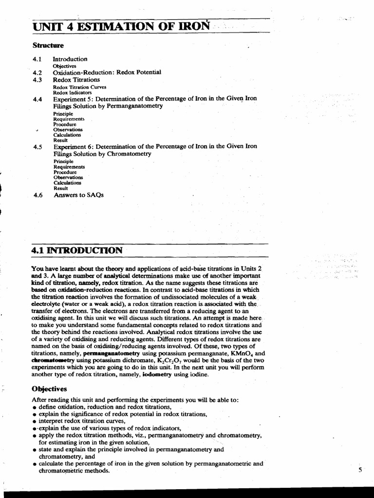 Estimation of Iron | PDF