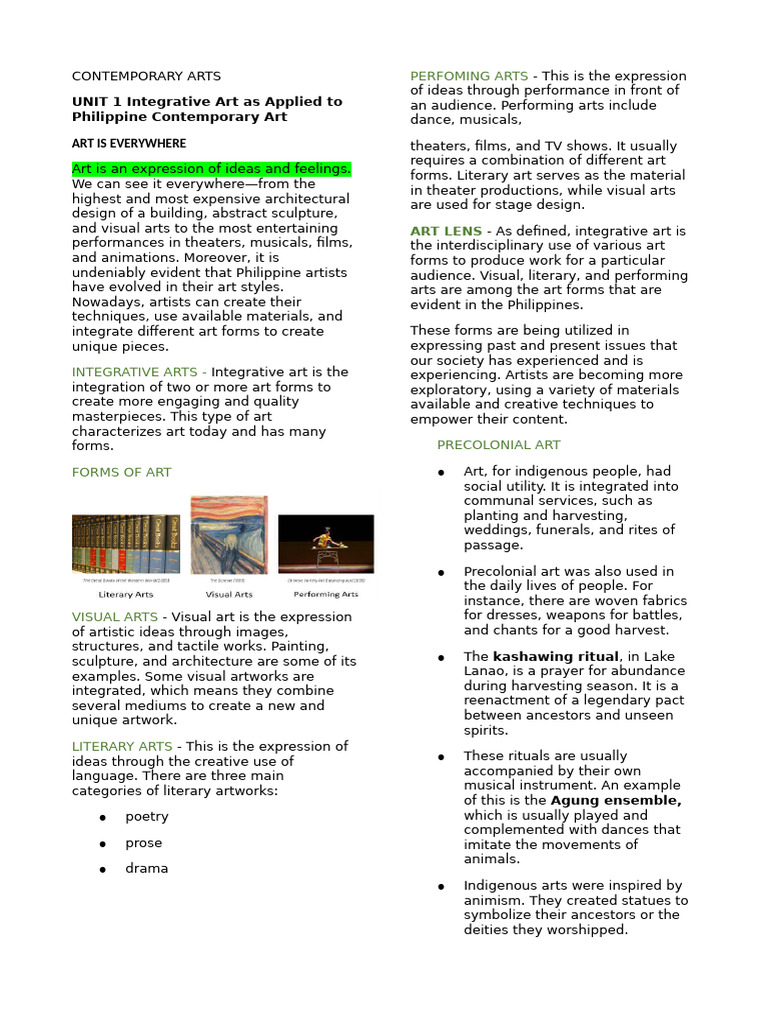 Contemporary Arts Reviwer 1 | PDF