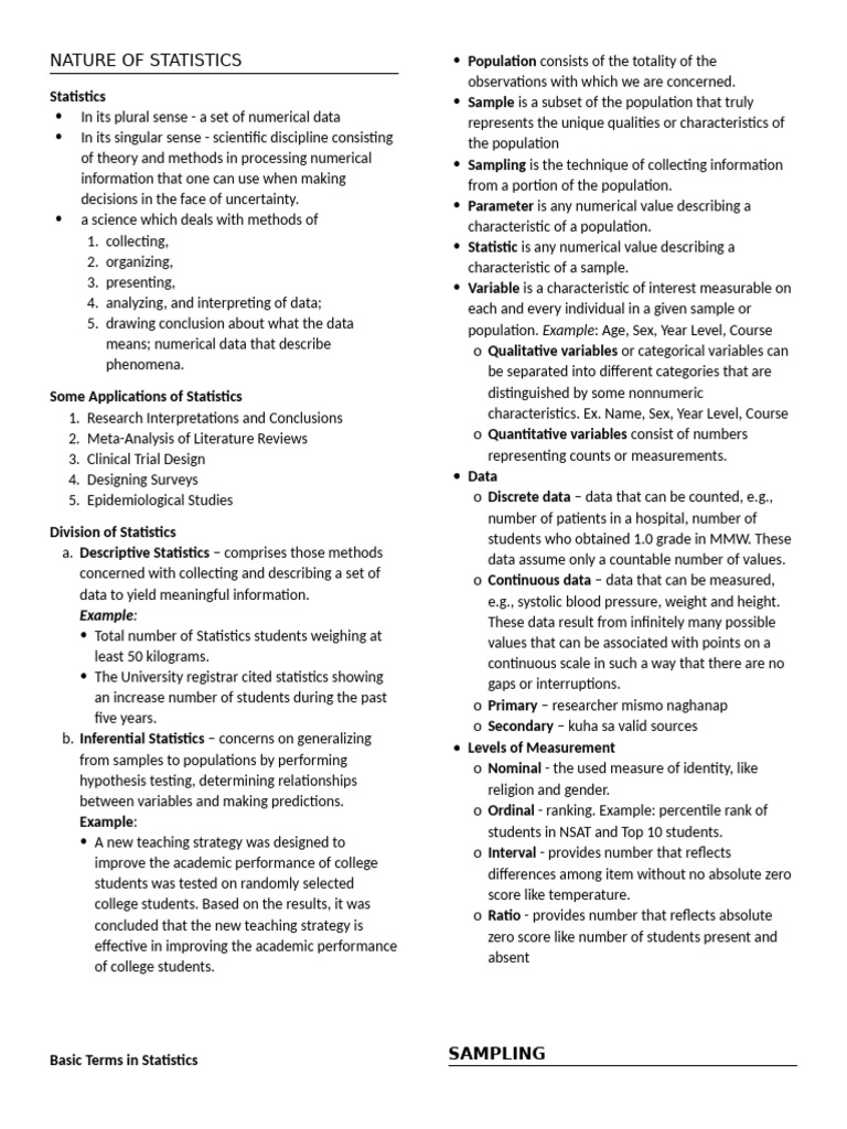 NATURE OF STATISTICS | PDF