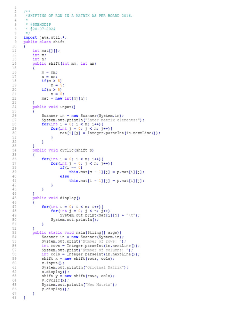 Matrix Row Shift | PDF