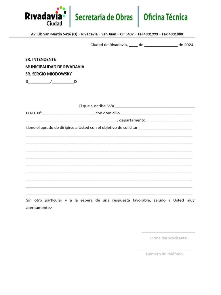 Solicitud General 2024 | PDF