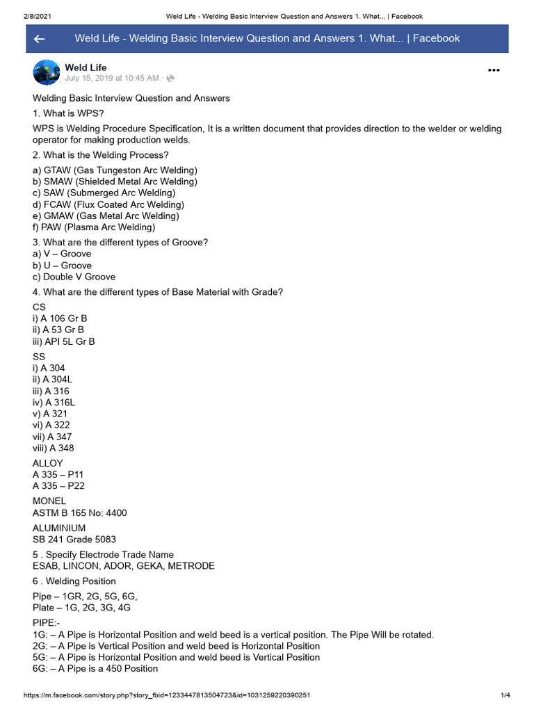 Welding Basic QA | PDF