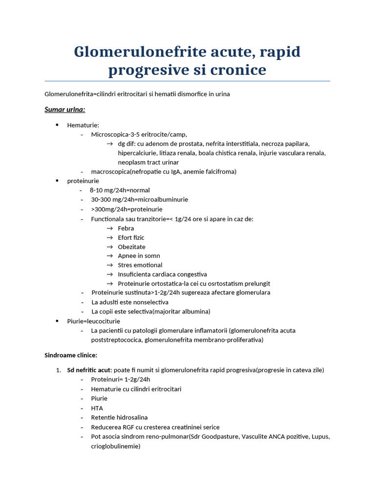 Sindromul Nefrotic Si Glomerulonefrie | PDF