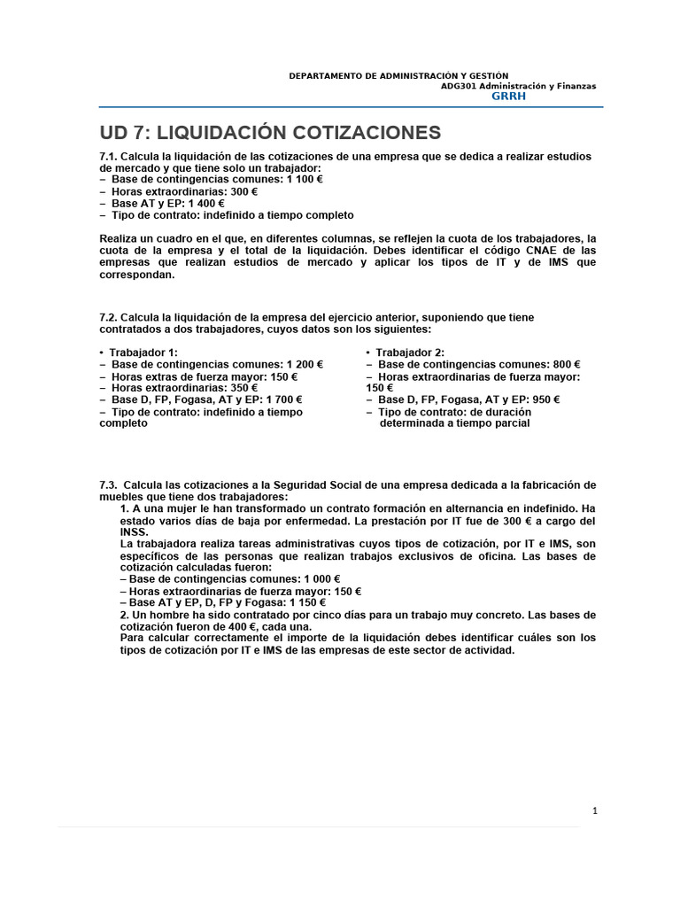 UD 7 Supuestos Enunciados | PDF | Economias | Business
