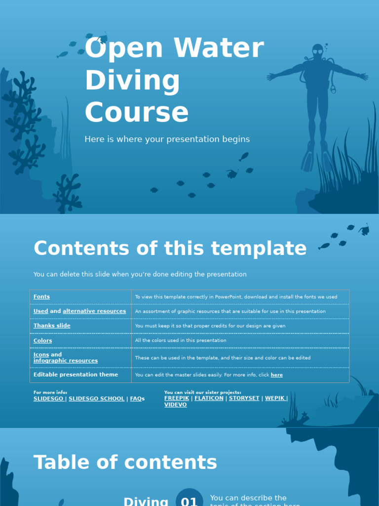 Open Water Diving Course by Slidesgo | PDF