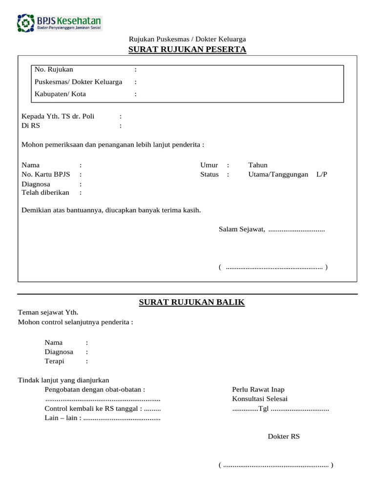 Form Rujukan Balik | PDF