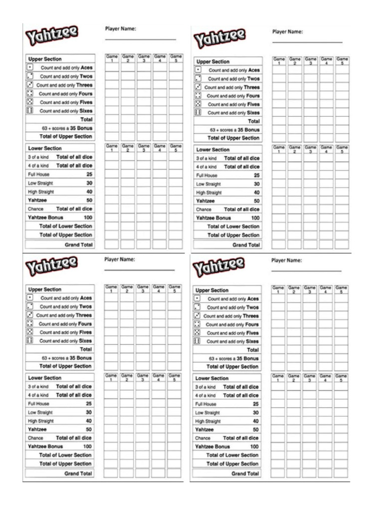 Yahtzee | PDF