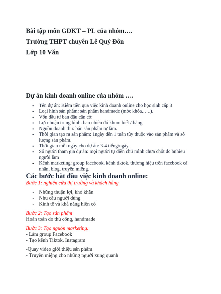 Bài tập GDKT-PL by Hiền | PDF