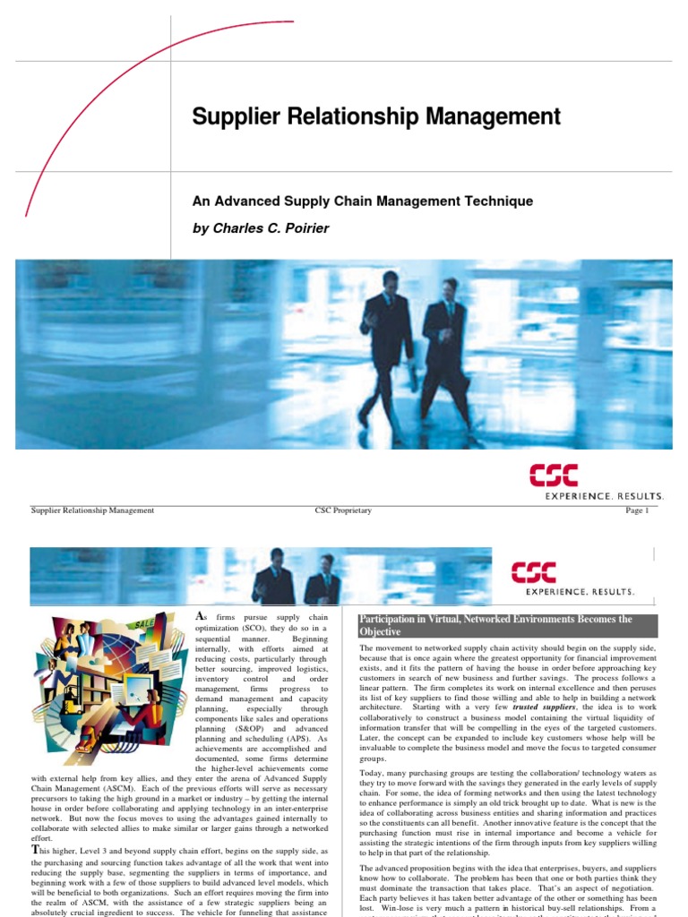 SRM - An Advanced SCM Technique | PDF | Supply Chain | Supply Chain ...