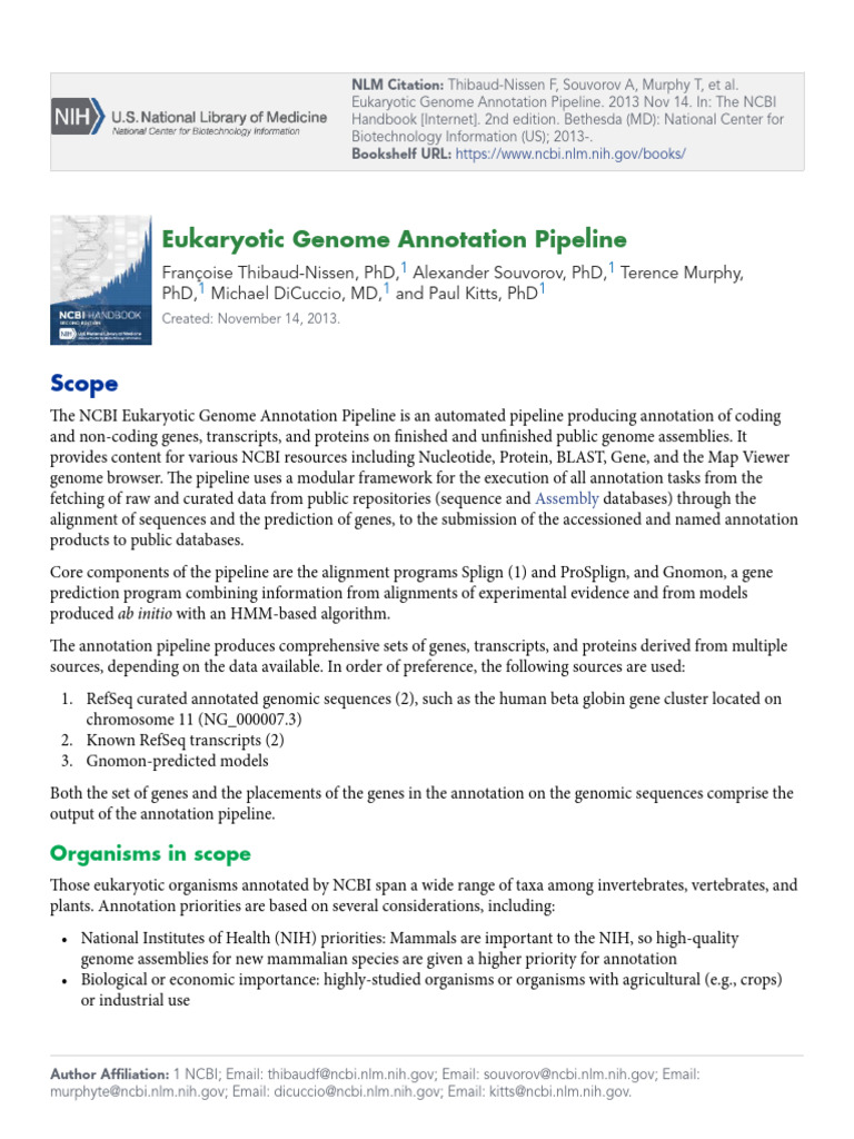 Eukaryotic Genome Annotation Pipeline | PDF