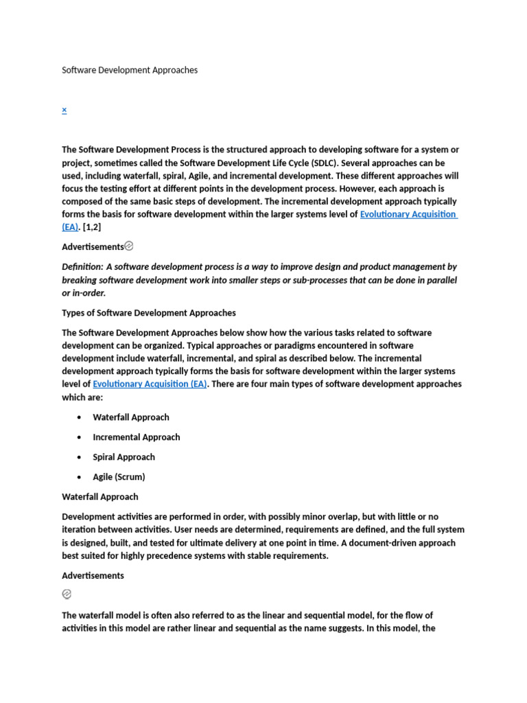Software Development Approaches | PDF