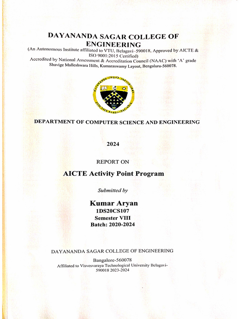 Signed AICTE Report | PDF