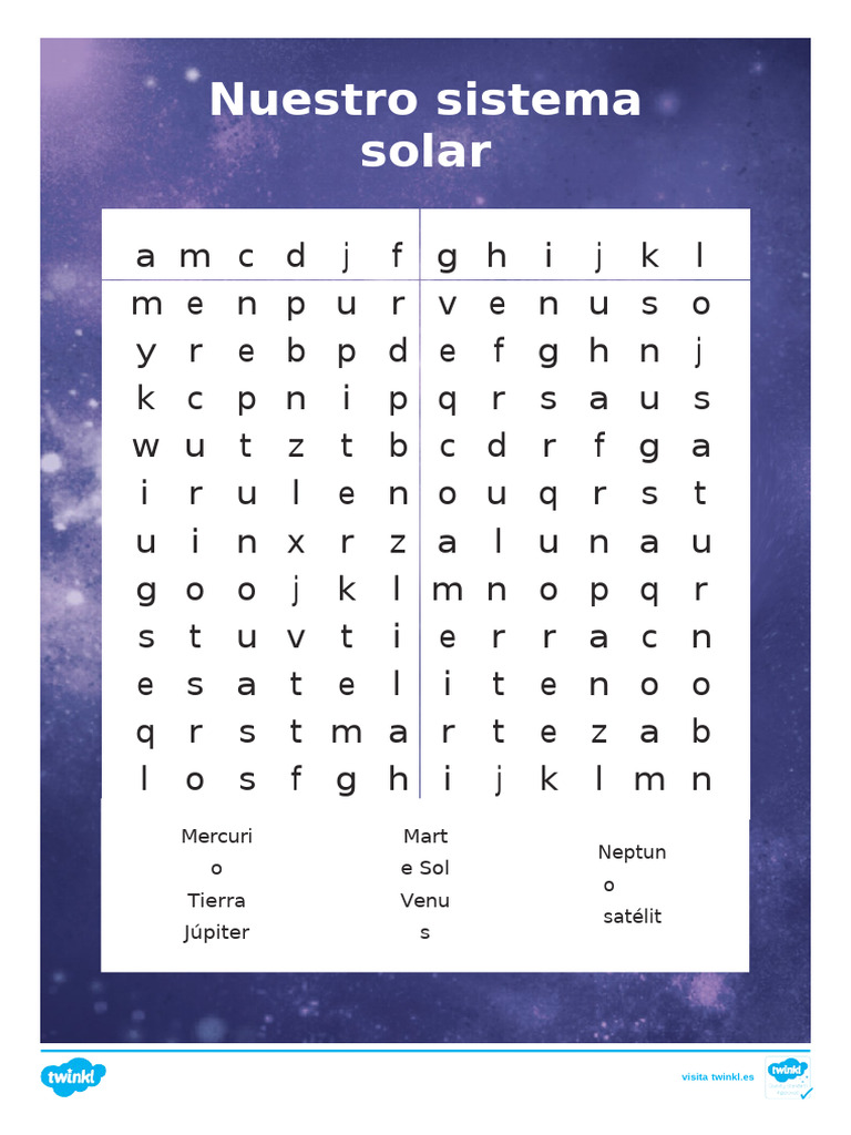 Sopa de Letras El Sistema Solar | PDF