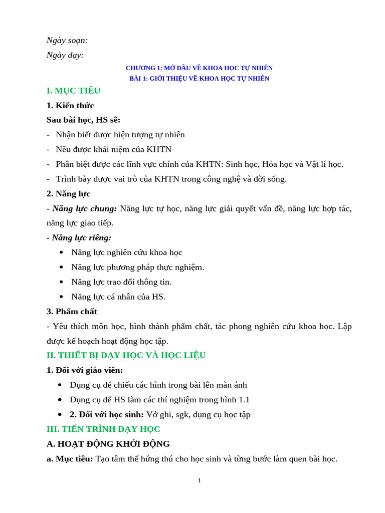 Giao An KHTN 6 KNTT Ca Nam 2 Cot | PDF