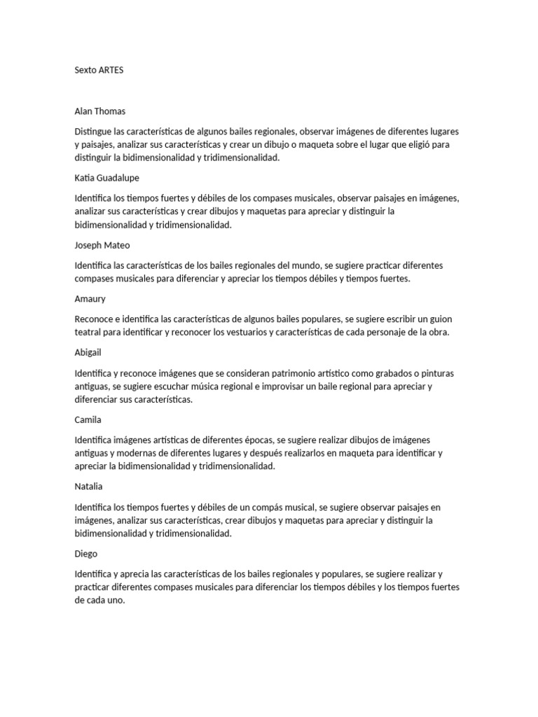 6to Sexto ARTES | PDF